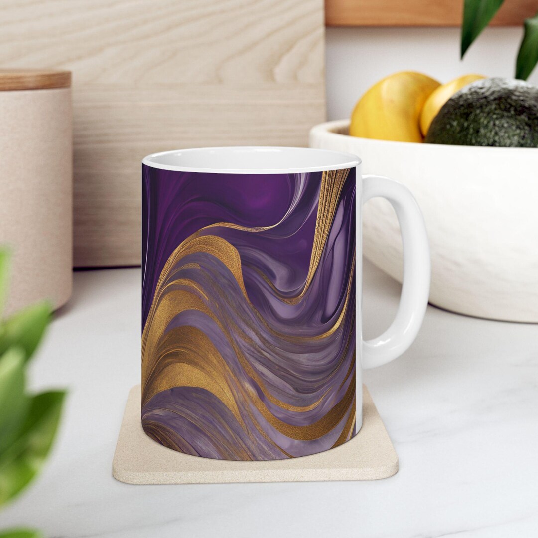 Purple Marble Ceramic Mug, Unique Gift for Coffee Lovers, Kitchen Decor ...