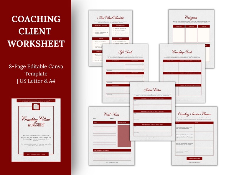 Coaching Client Worksheets, Coaching Canva Templates, Coaching ...