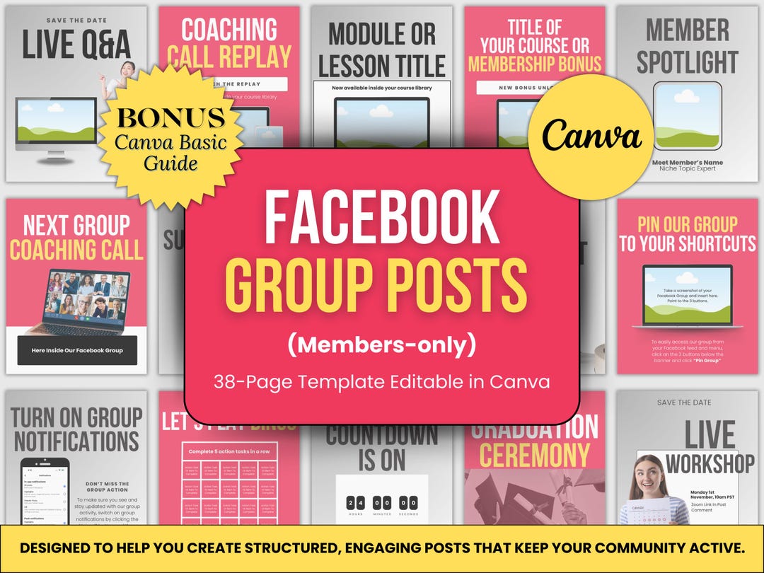 Facebook Group Posts Template, Canva Template, Engagement Content ...