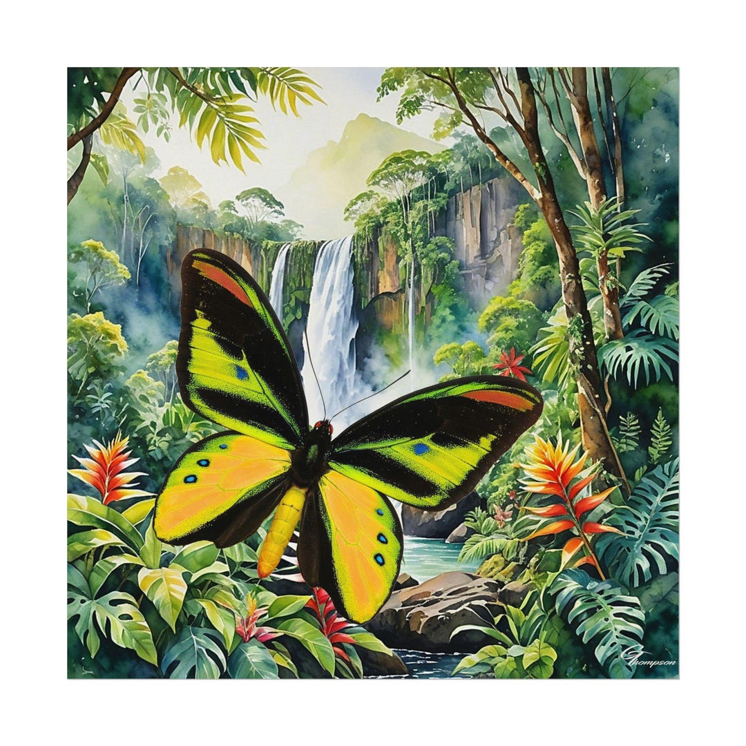 Watercolor Butterfly Poster, Chimaera Birdwing Art Print, Nature ...