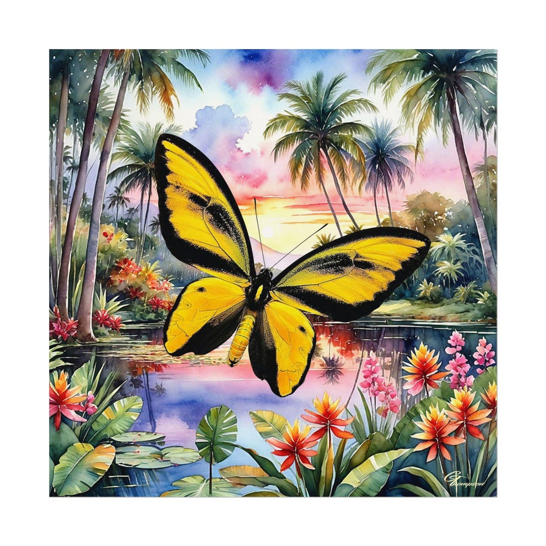 Watercolor Poster, Rare Chimaera Birdwing Butterfly Art, Conservation ...