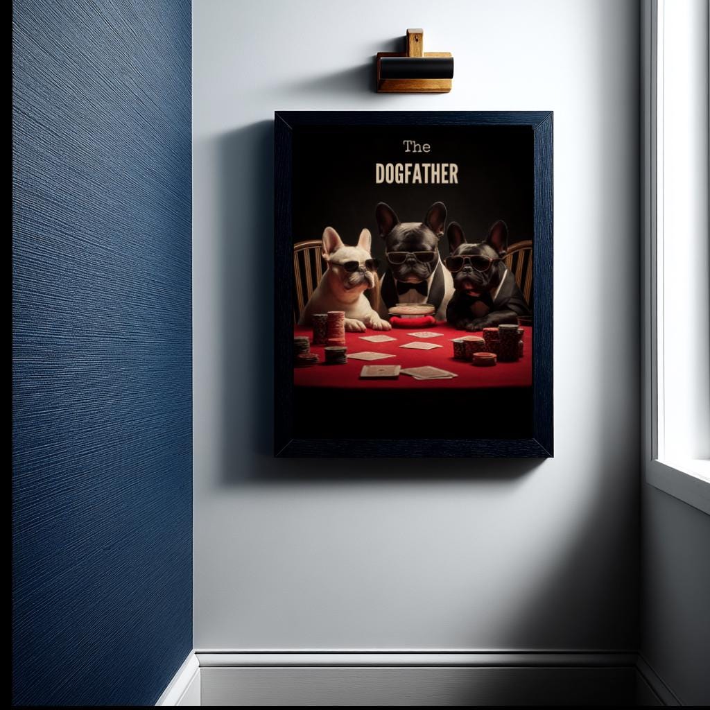 The Dogfather French Bulldog Wall Art – Funny Poker Dog Print – Digital ...