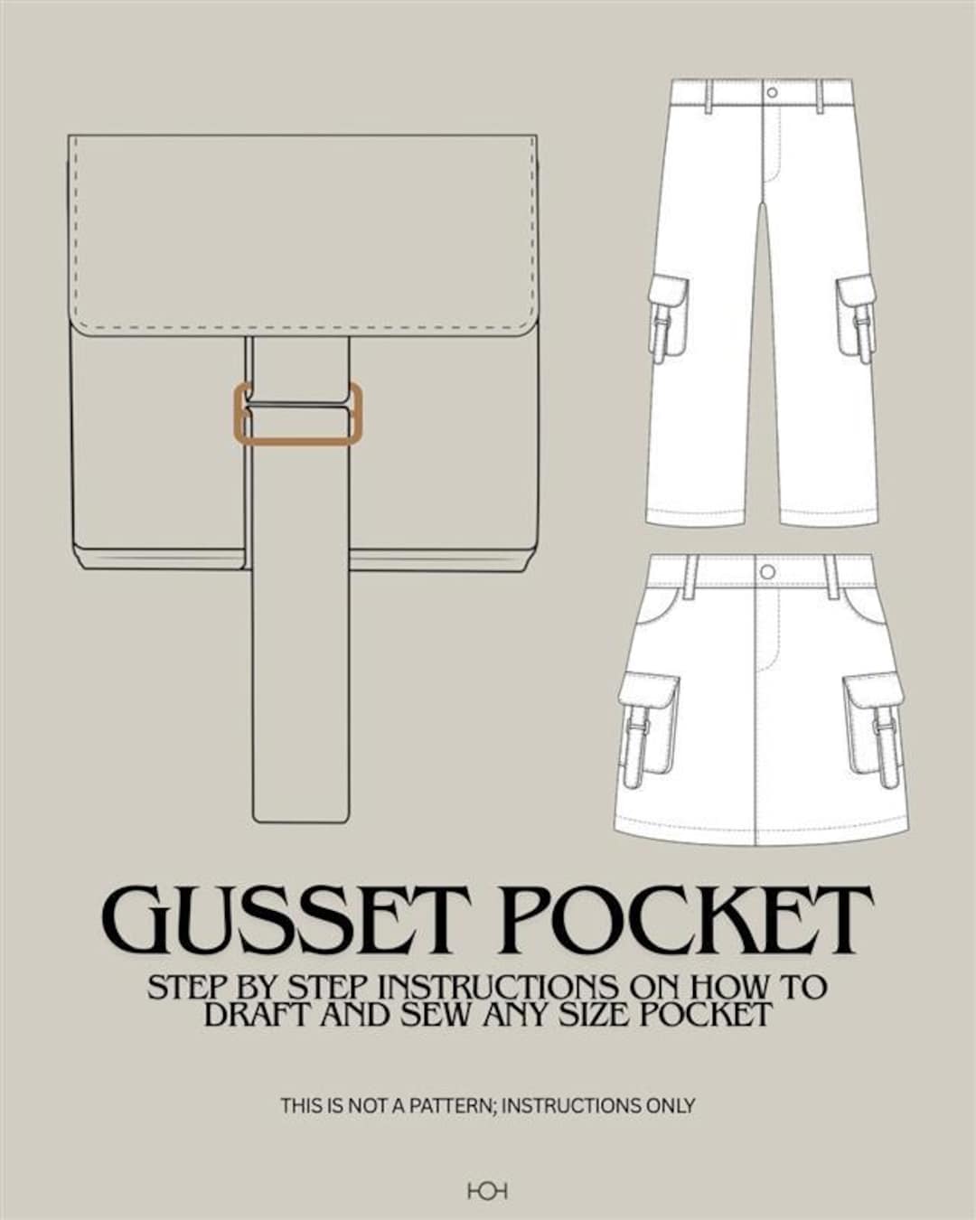 Gusset Pocket - Draft and Sew Instructions - Etsy