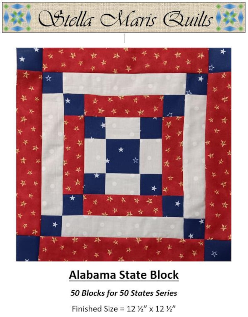 Alabama State Quilt Block Pattern – 50 States Quilt Series - Etsy