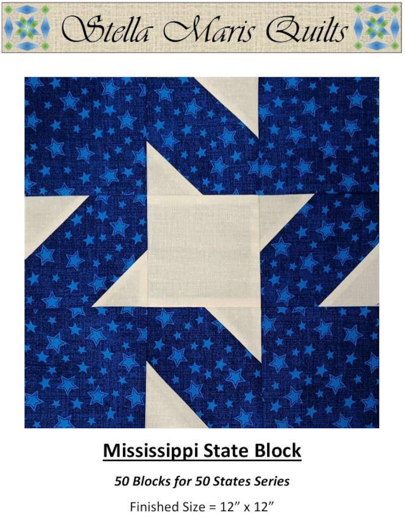 Mississippi State Quilt Block Pattern | 12" Beginner PDF - Etsy
