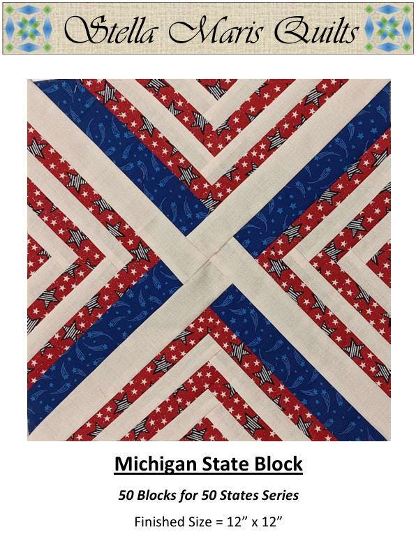 Michigan Quilt Block Pattern: Log Cabin Style (12" PDF Download) - Etsy