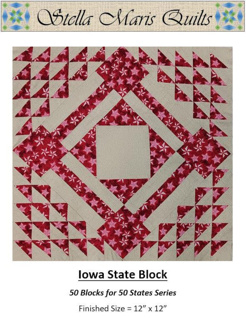 Iowa State Quilt Block Pattern: 12"x12" Mini HST Design (PDF Download ...