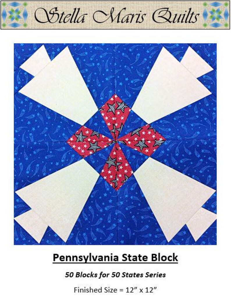 Pennsylvania State Quilt Block Pattern • Paper Pieced Tree Design • 12 ...