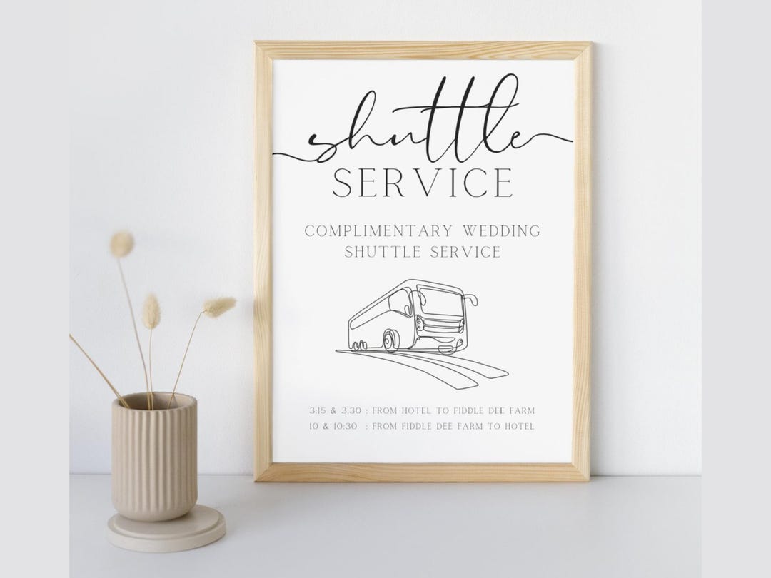Shuttle Service Sign Template | Wedding Sign | Minimalist Wedding Decor ...