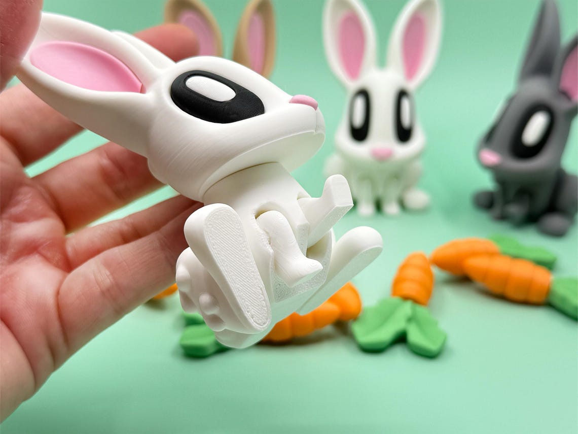 Bunny 3D Printed Figures - Articulated, Flexi, Fidget, Decoration - Etsy