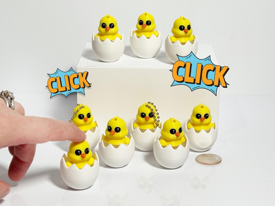 Chick in Egg 3D Printed Clickers - Mechanical, Fidget, Clicky, Stress ...