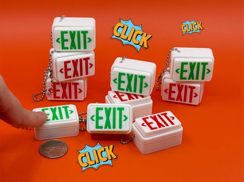 Exit Sign 3D Printed Clickers - Mechanical, Fidget, Clicky, Stress ...
