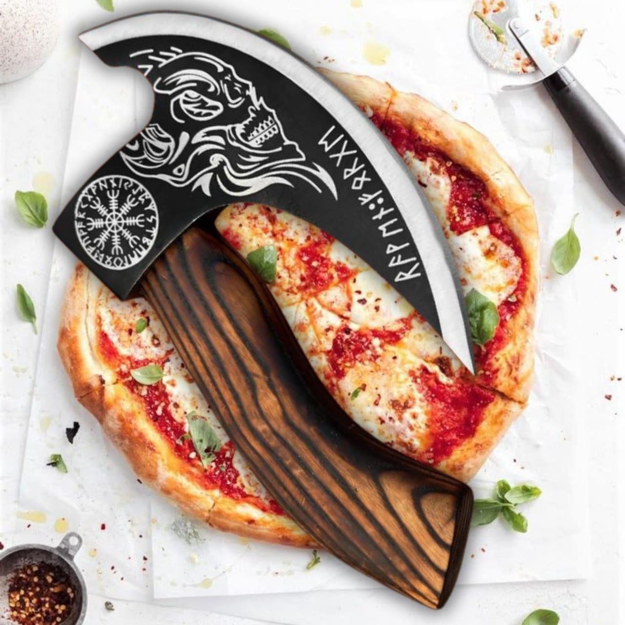 Hand Forged Viking Pizza Cutter Axe: Etched Stainless Steel Blade - Etsy
