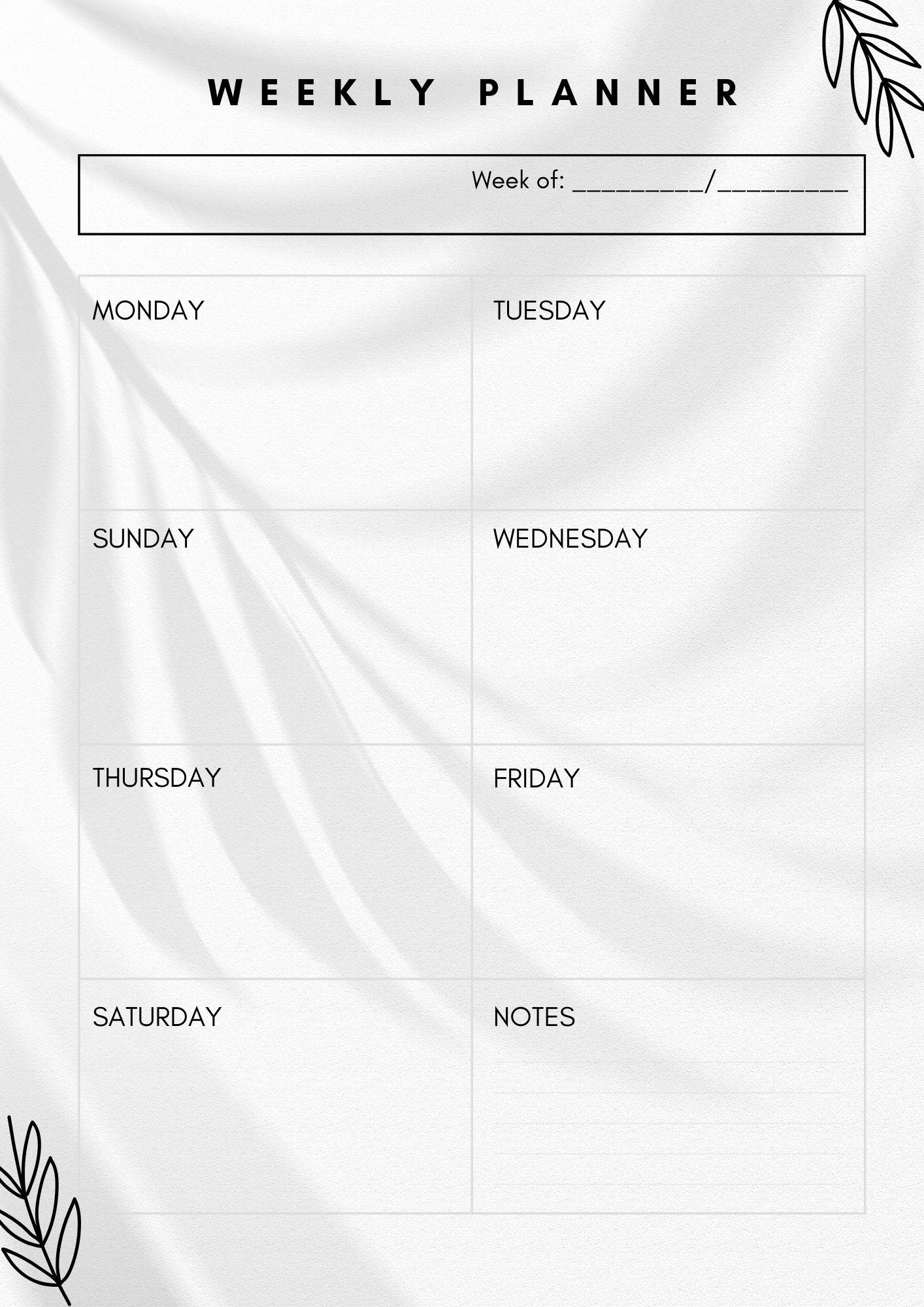 Minimalist Weekly Planner Template Printable Weekly Schedule - Etsy