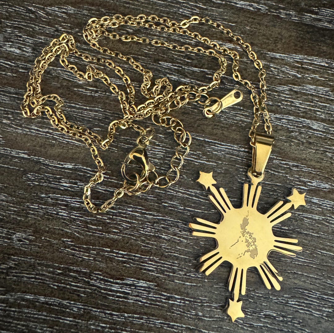 Philippine Islands Jewelry Filipino Golden Sun Stainless Steel Pendant ...