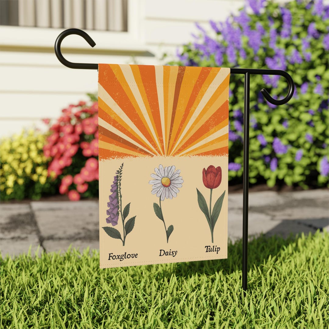 Foxglove Daisy Tulip Floral Garden Flag Foxtrots Deltas Tangos Retro ...