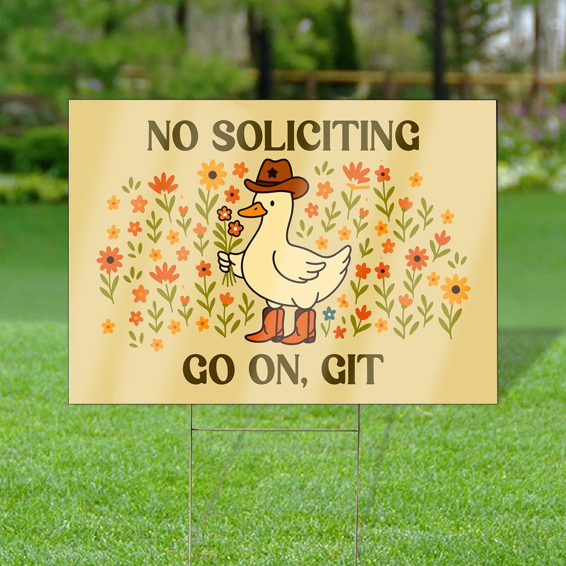 Funny No Soliciting Sign, No Soliciting Yard Sign, Go Away Flag, Funny ...