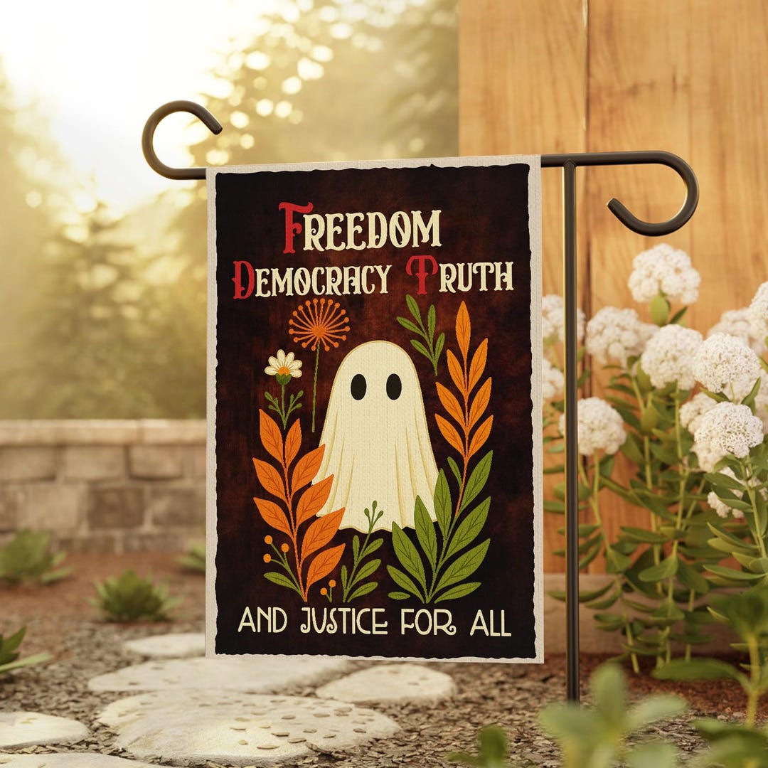 Freedom Democracy Truth Fall Pumpkin Ghost Garden Flag, Liberal ...