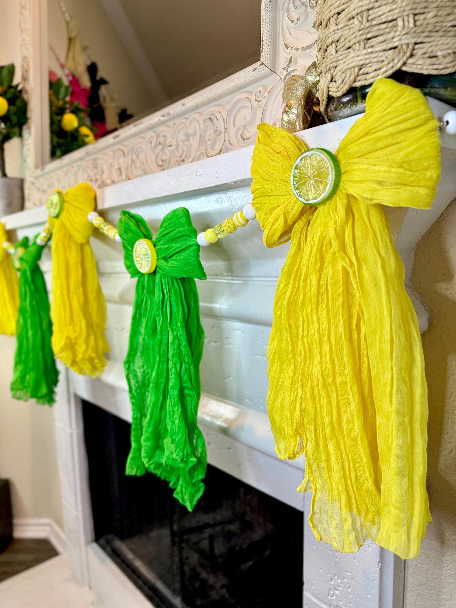 Citrus Summer LEMON/LIME Bow Garland Brings a Fresh, Zesty Pop to Your ...