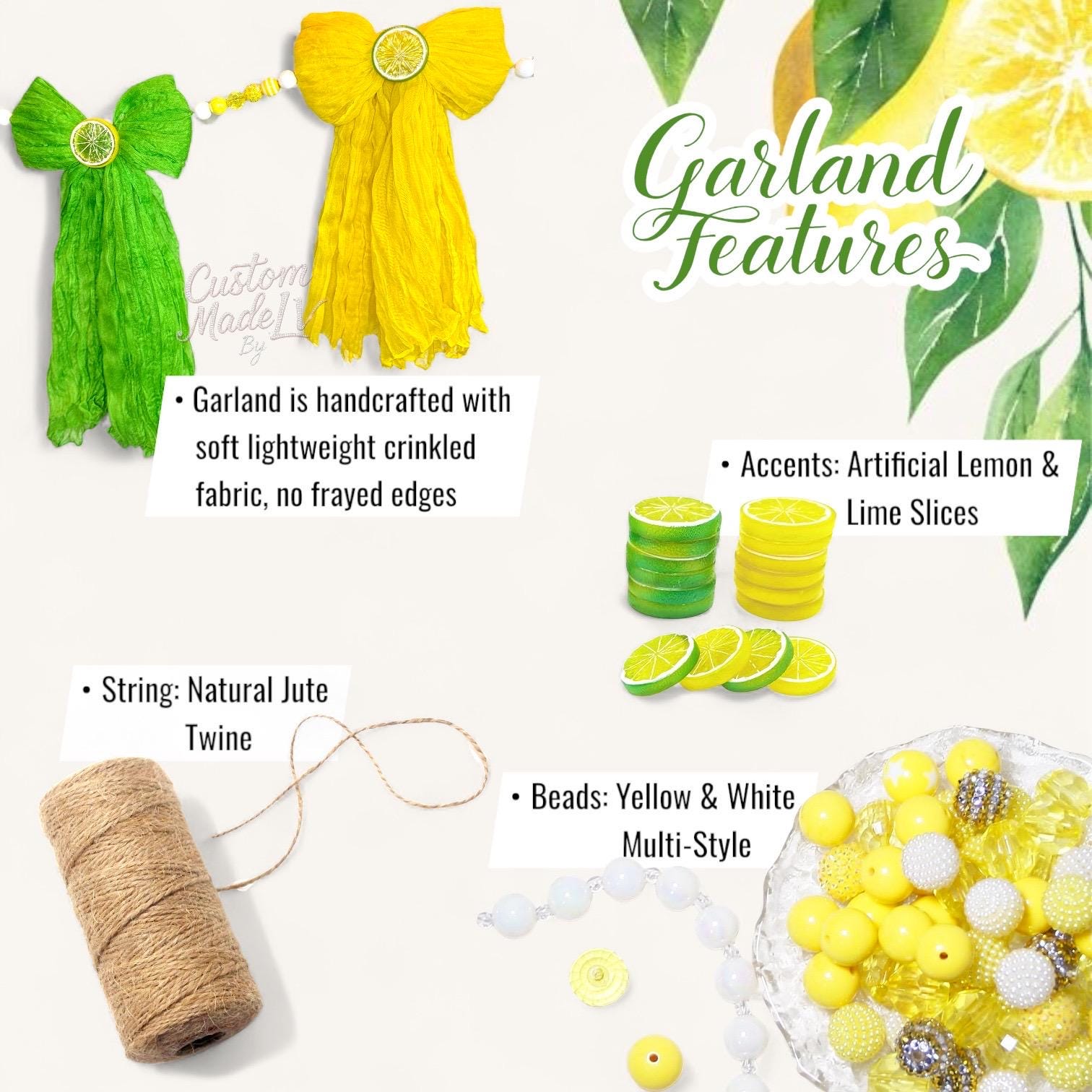 Citrus Summer LEMON/LIME Bow Garland Brings a Fresh, Zesty Pop to Your ...
