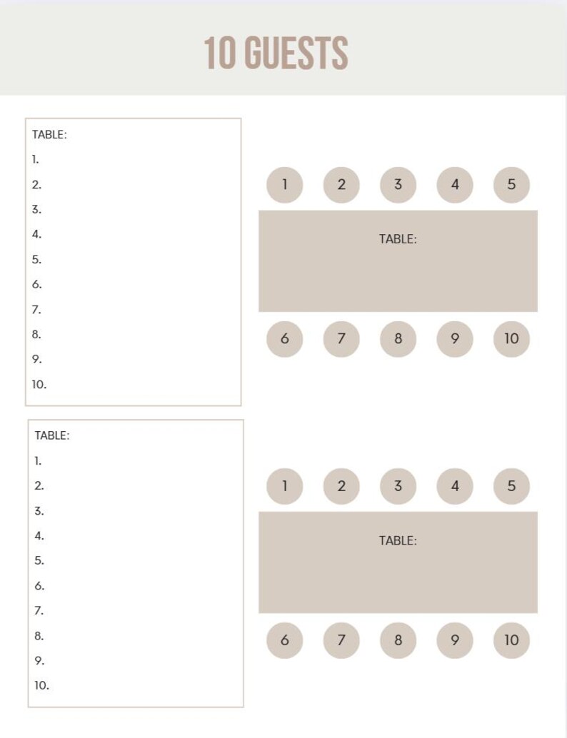 Wedding Seating Chart Template - Etsy