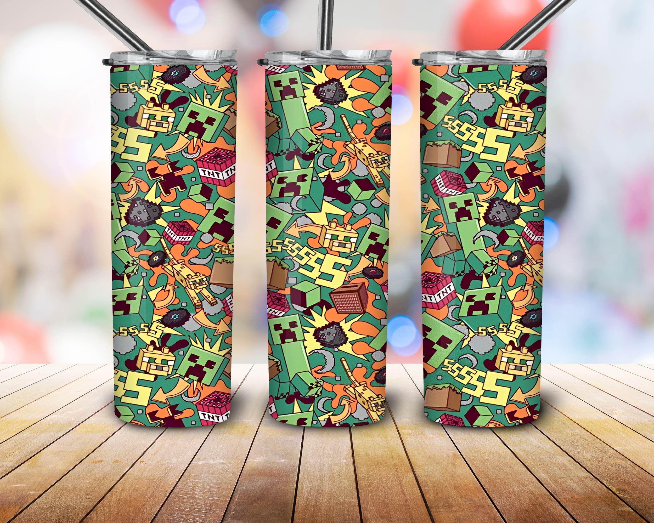 Minecraft Inspired Tumbler Wrap PNG, Creeper Gamer Skinny Tumbler ...