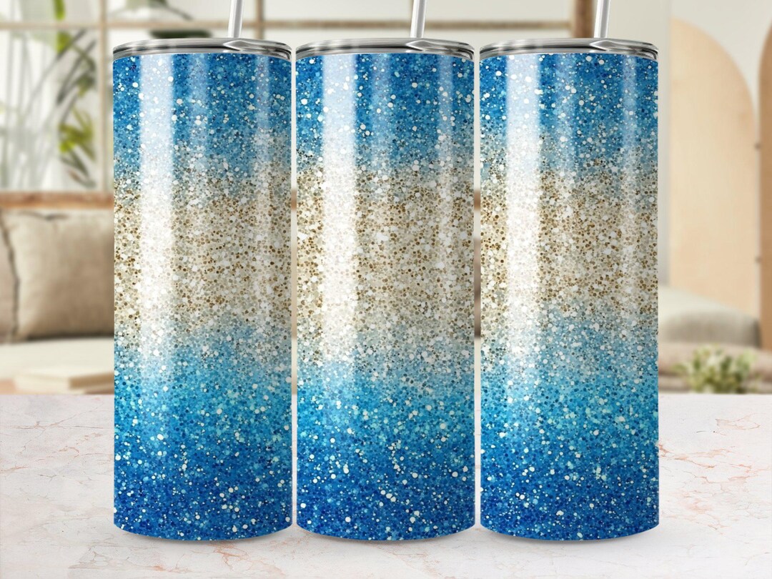 Beach Glitter Tumbler Wrap: Blue Sand Ombre (digital Download) - Etsy