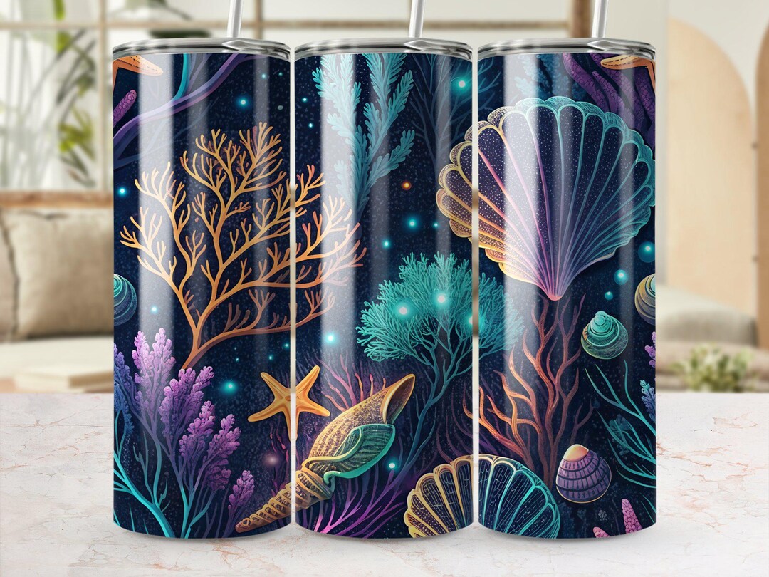Ocean Coral Reef Tumbler Wrap: Seamless Sea Life Design (PNG Digital ...
