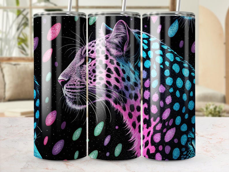 Neon Leopard Tumbler Wrap: Seamless Animal Print (PNG Digital Download ...