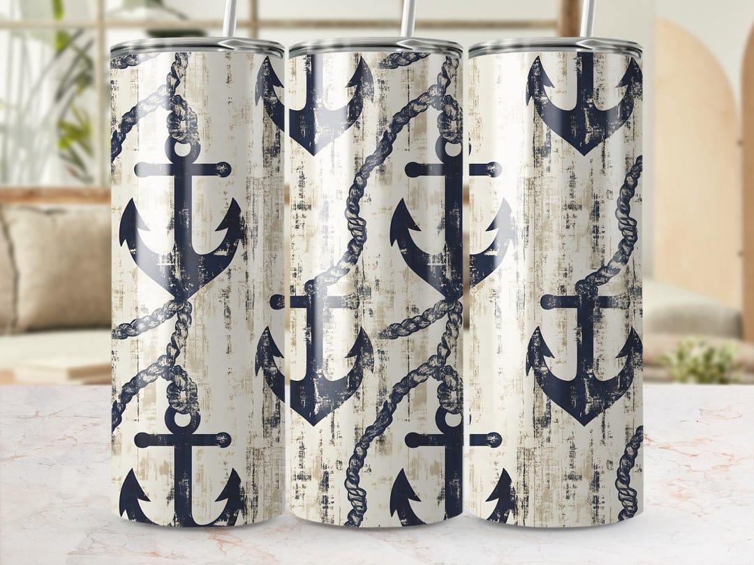 Nautical Anchor Tumbler Wrap, Ocean Rope Design (digital Download) - Etsy