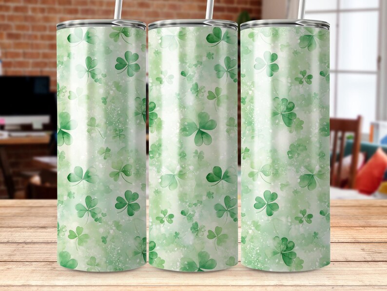 St Patricks Day Tumbler Wrap PNG, Shamrock Green Tumbler Design ...