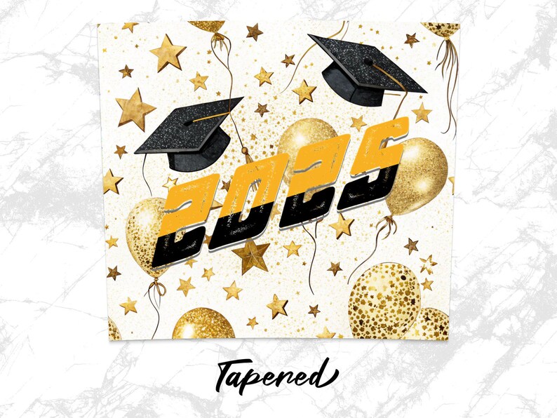 Class of 2025 Graduation Tumbler Wrap PNG, Gold Glitter Balloons and ...