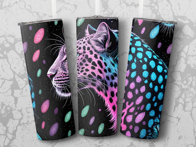 Neon Leopard Tumbler Wrap: Seamless Animal Print (PNG Digital Download ...