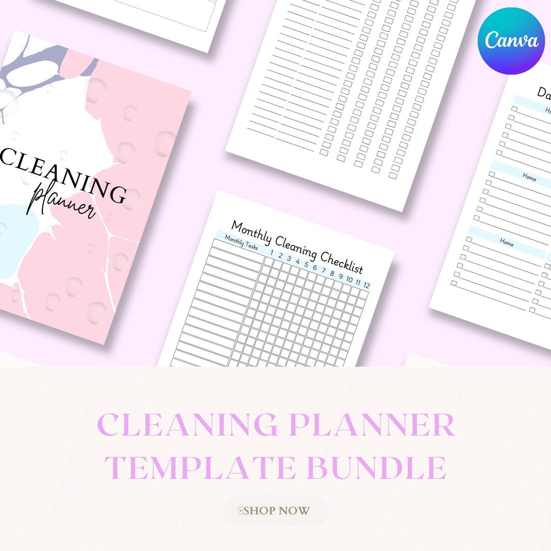 Digital Cleaning Planner | Printable Daily, Weekly, Monthly, Year ...