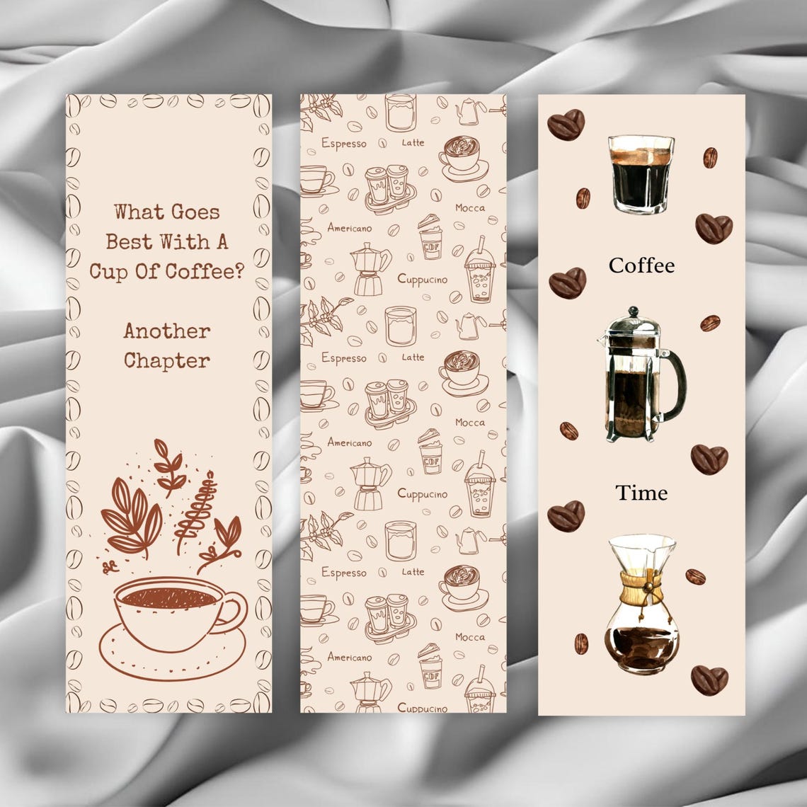 Coffee Pattern Bookmark | Set of 6 Coffee -themed Printable Bookmarks ...
