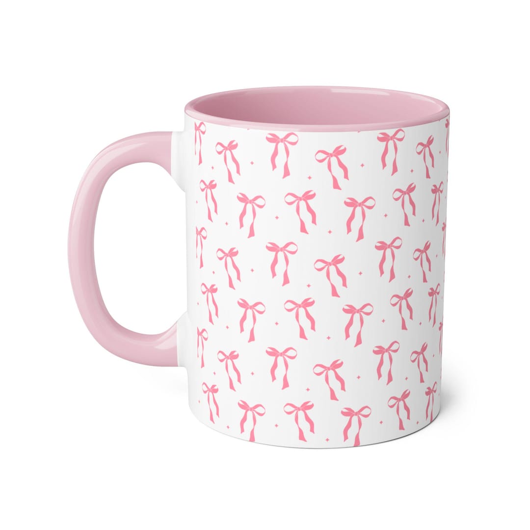Cute Pink Bow Mug, Bow Aesthetic, Pink Bow Mugs, Gifts for Her ...