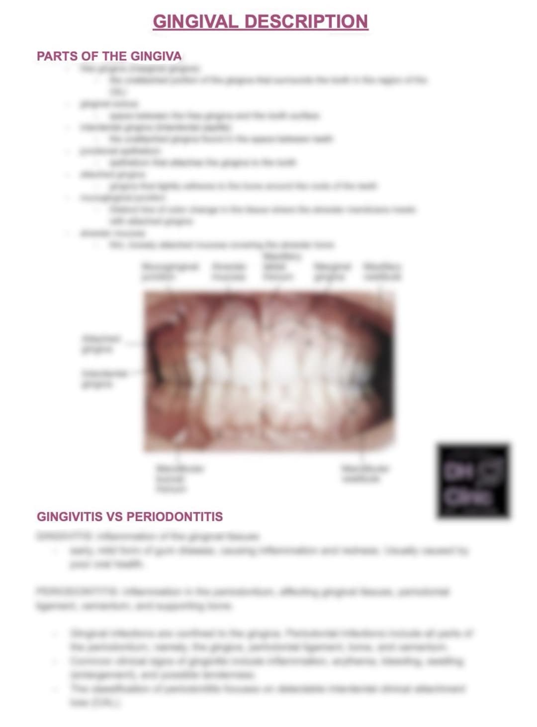 Dental Hygiene Gingiva Description Charts Reference Sheet - Etsy
