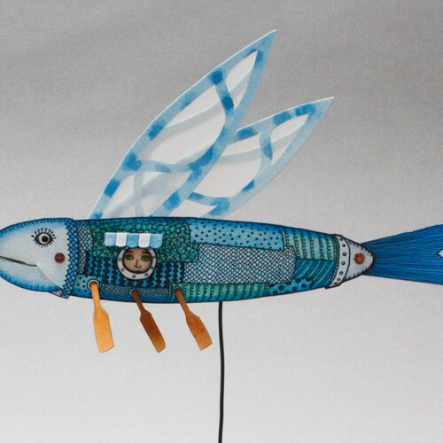 Paper Flying Fish Moveable Sculpture | Etsy