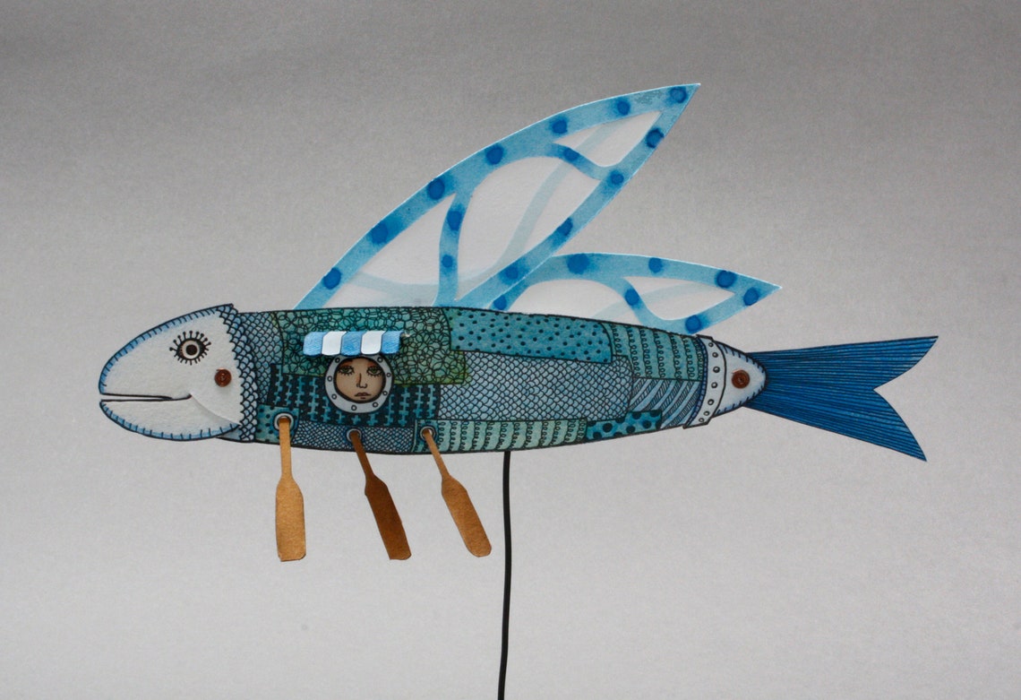 Paper Flying Fish, Moveable Sculpture - Etsy