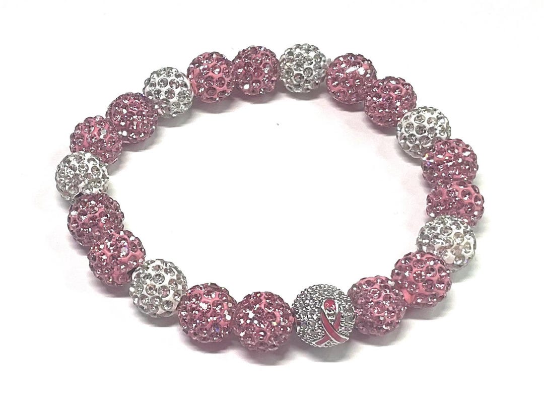 Breast Cancer Awareness Beaded Bracelet - Etsy
