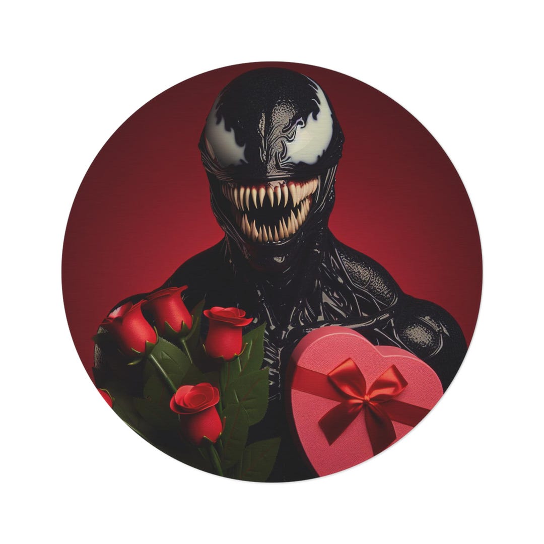Venom Valentines Day Round Rug - Home Decor, Gift for Her, Love Heart ...