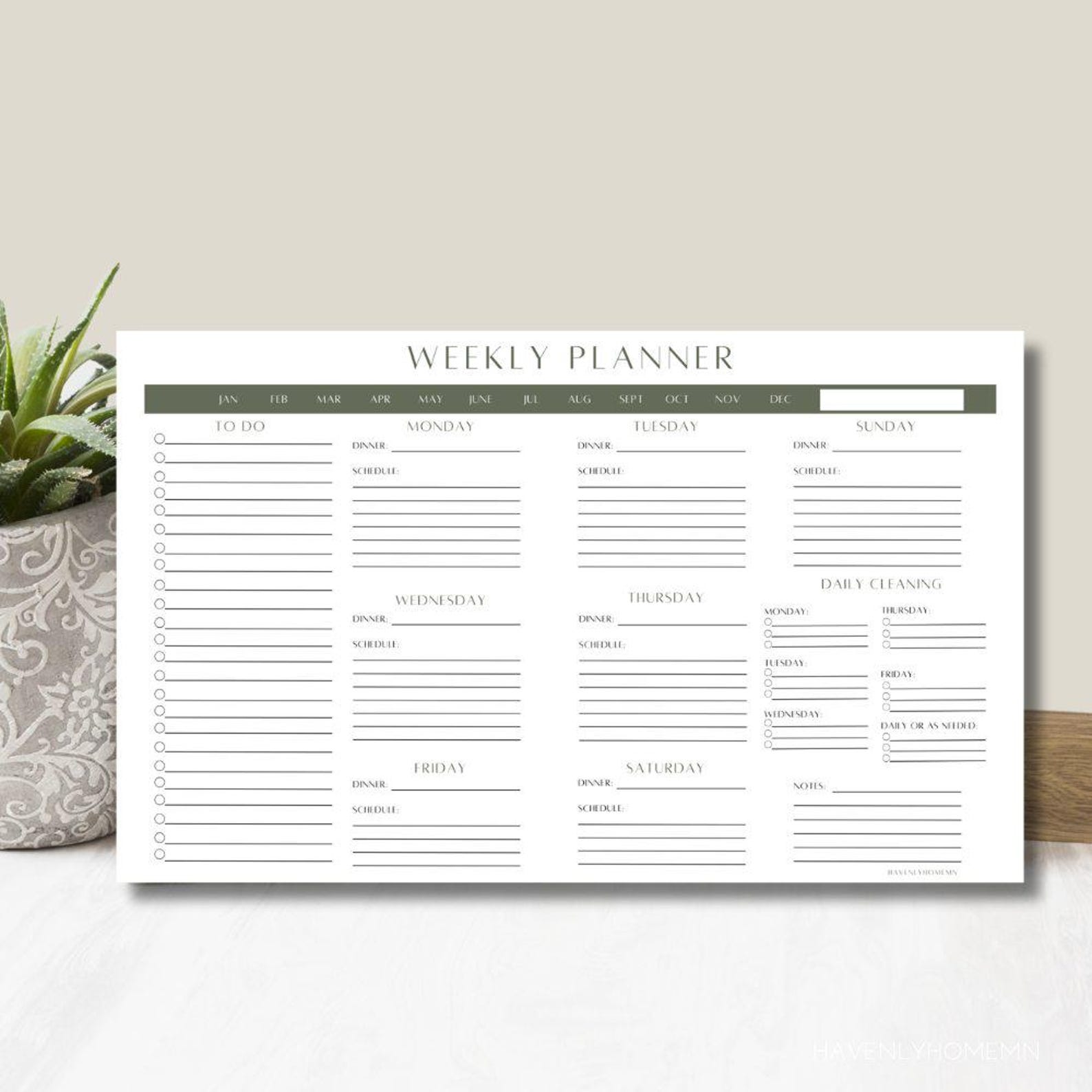 11x17 Weekly Planner Sheet | Printable PDF With Running To-do List ...