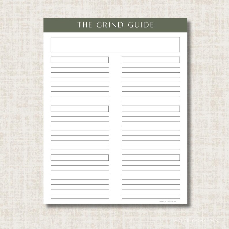 Printable To-do List - the Grind Guide | PDF Planner With Categorized ...