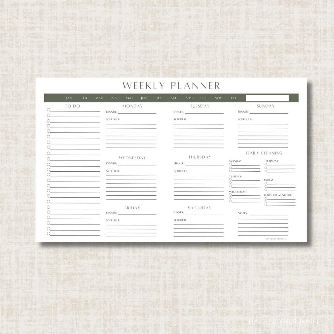 11x17 Weekly Planner Sheet | Printable PDF With Running To-do List ...