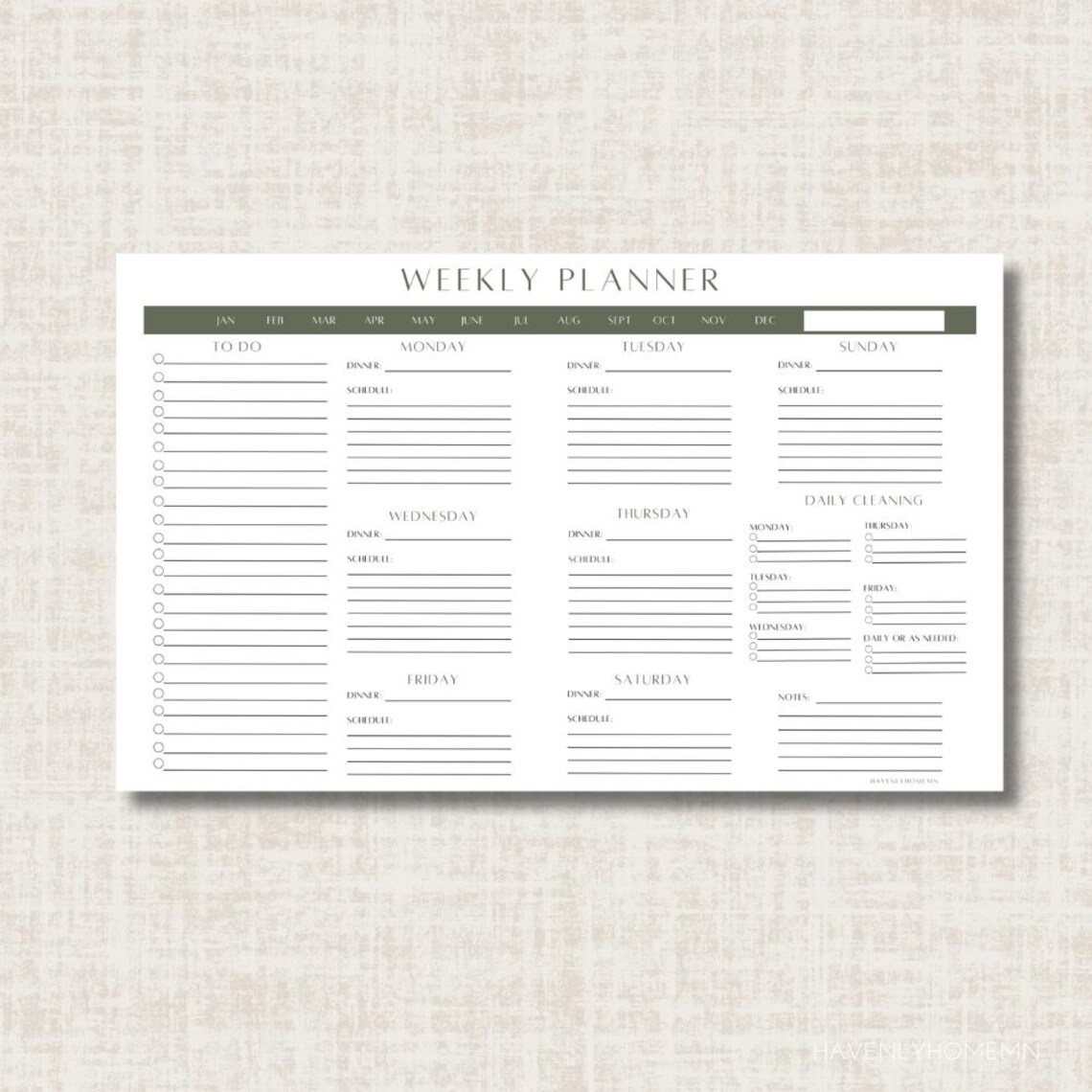 11x17 Weekly Planner Sheet | Printable PDF With Running To-do List ...