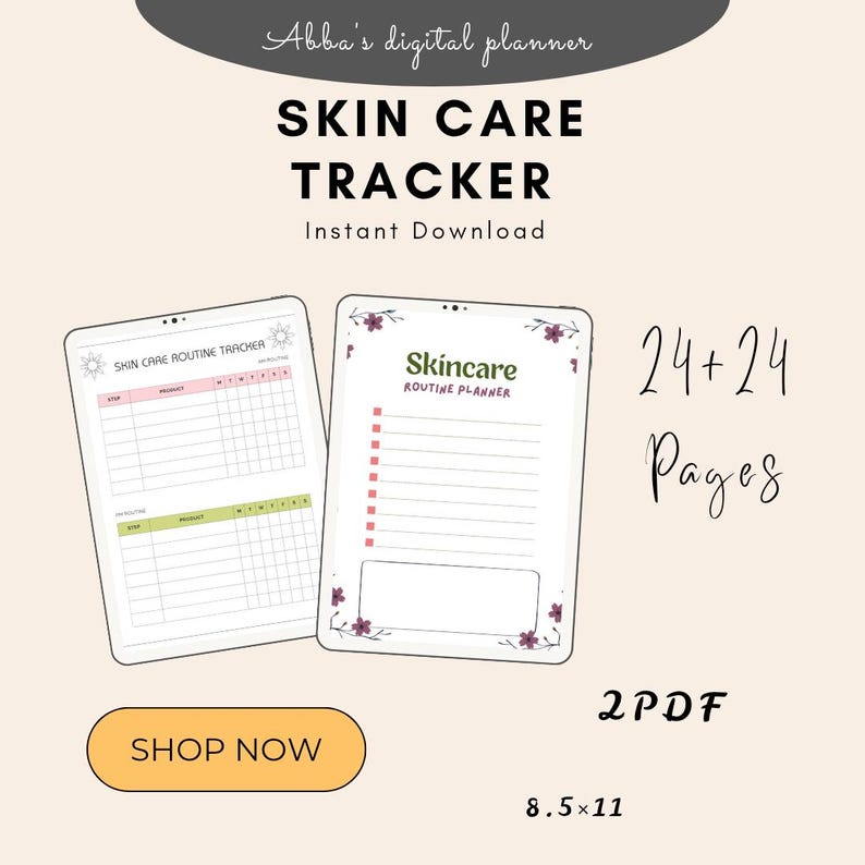 Skin Care Tracker, Daily Skin Routine Log, Beauty Journal, Wellness ...