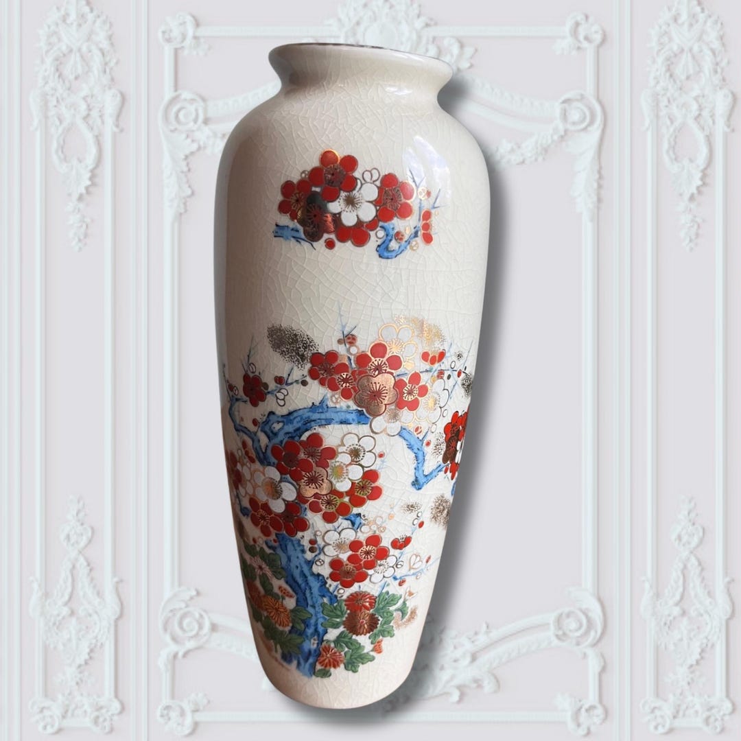 Cherry Blossom and Floral Vase Artmark Vintage Japan Vase - Etsy