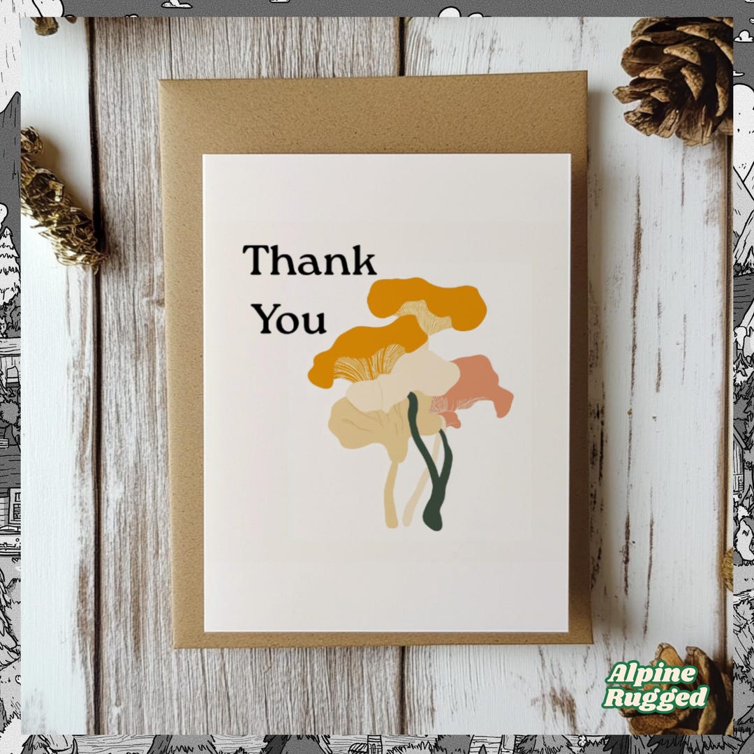 Wild Mushroom "thank You" Printable Card - Instant Download | Digital ...