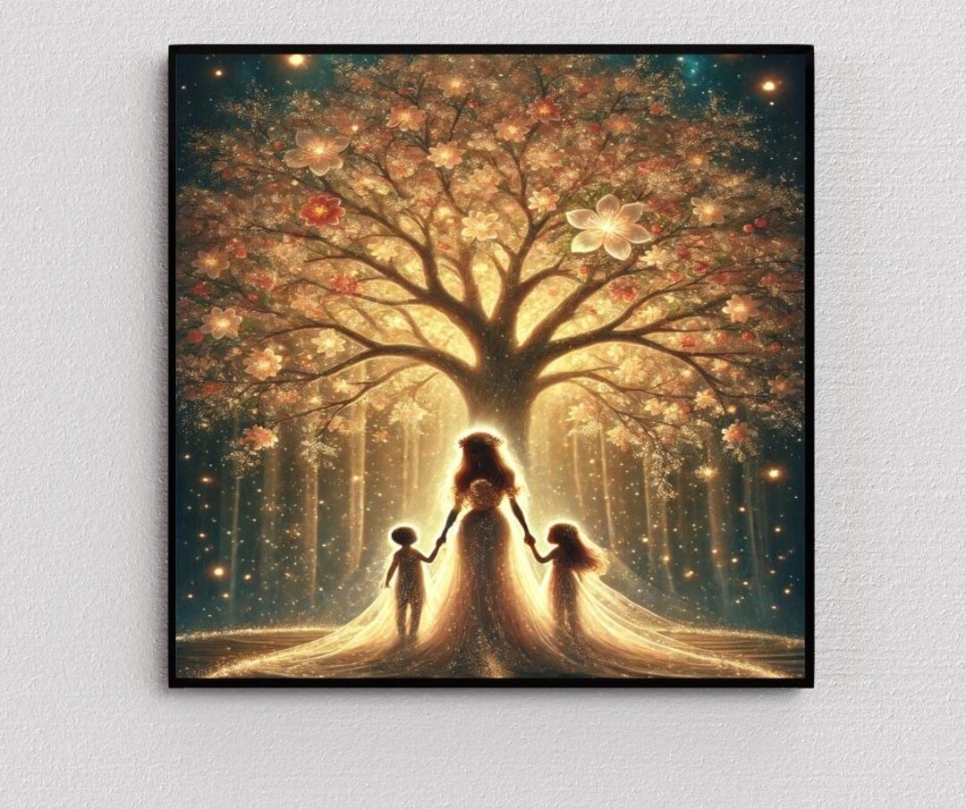 Mother and Children Tree of Life Wall Art, Spiritual Digital Print ...