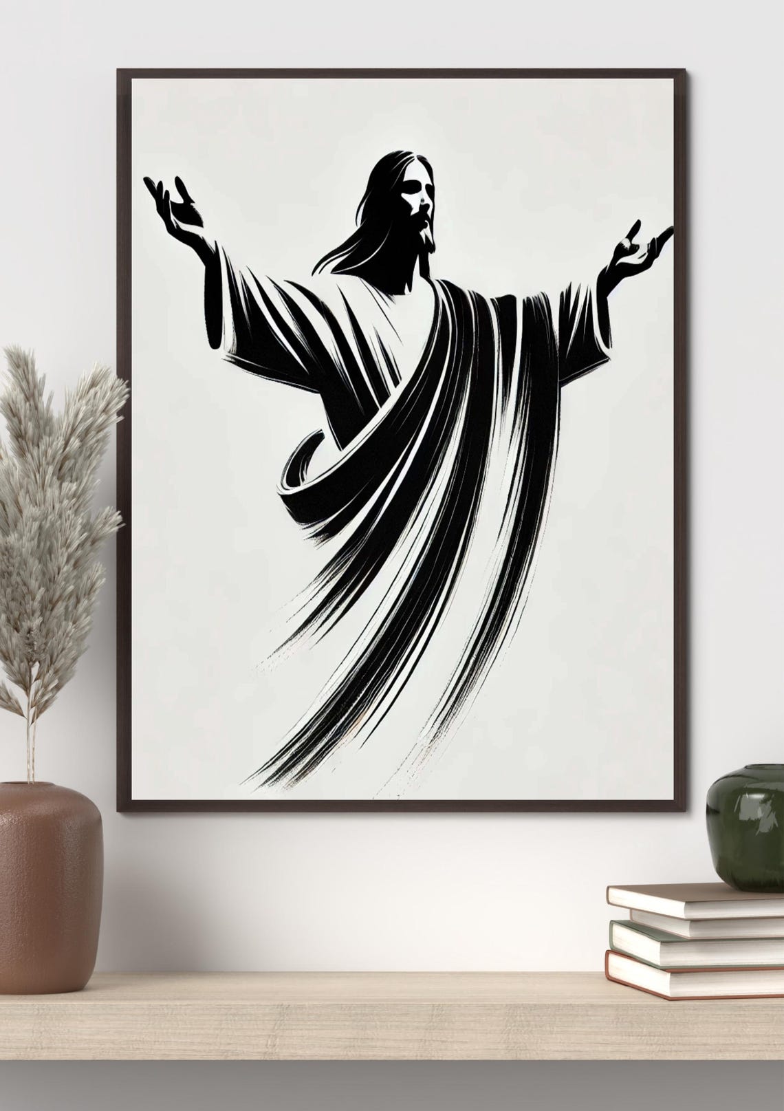 Minimalist Jesus Wall Art Black Silhouette | Christian Printable Art ...